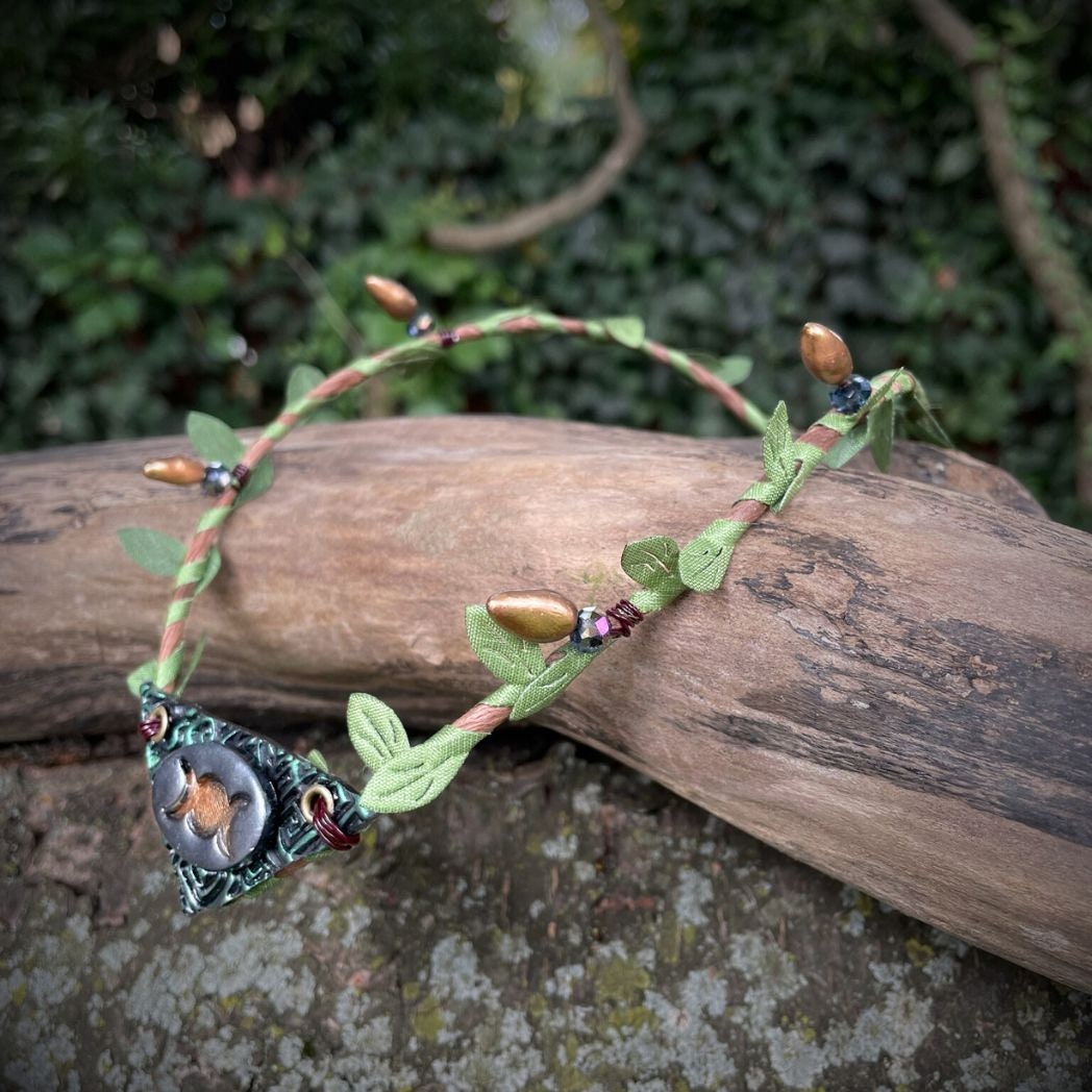 Triple Moon Goddess Crown, Forest Witch Hair Circlet, Handmade Woodland ...