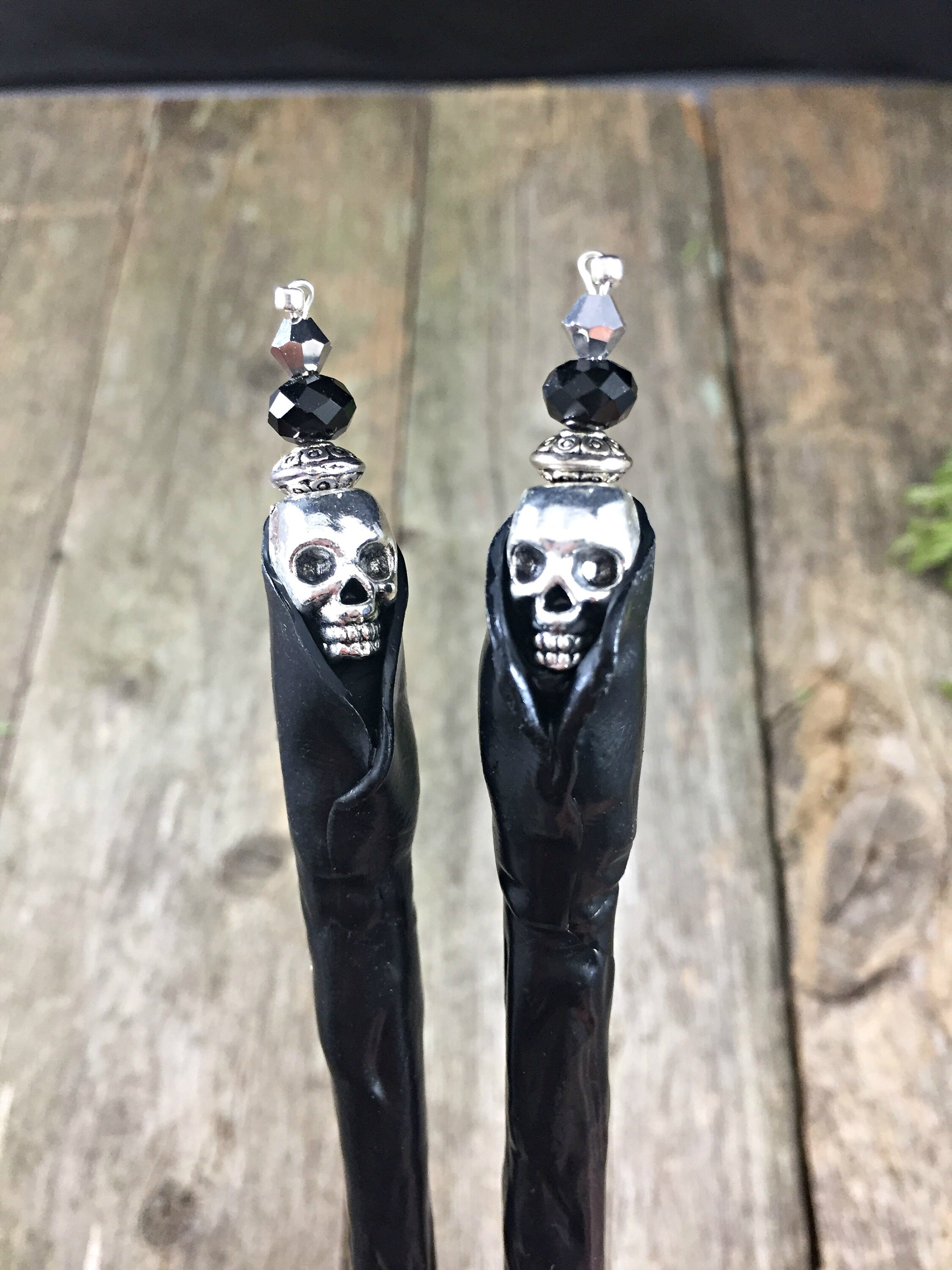Grim Reaper Hair Stick Polymer Clay Skull Hair Sticks 6 - Etsy