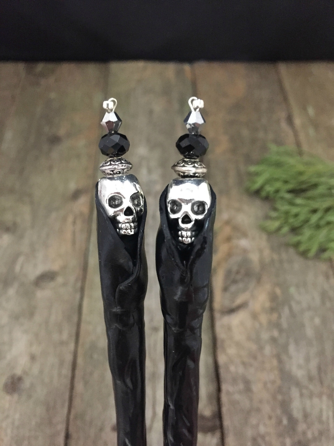 Grim Reaper Hair Stick Polymer Clay Skull Hair Sticks 6 - Etsy