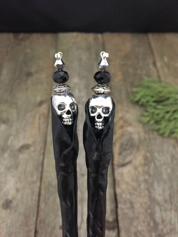 Grim Reaper Hair Stick Polymer Clay Skull Hair Sticks 6 | Etsy