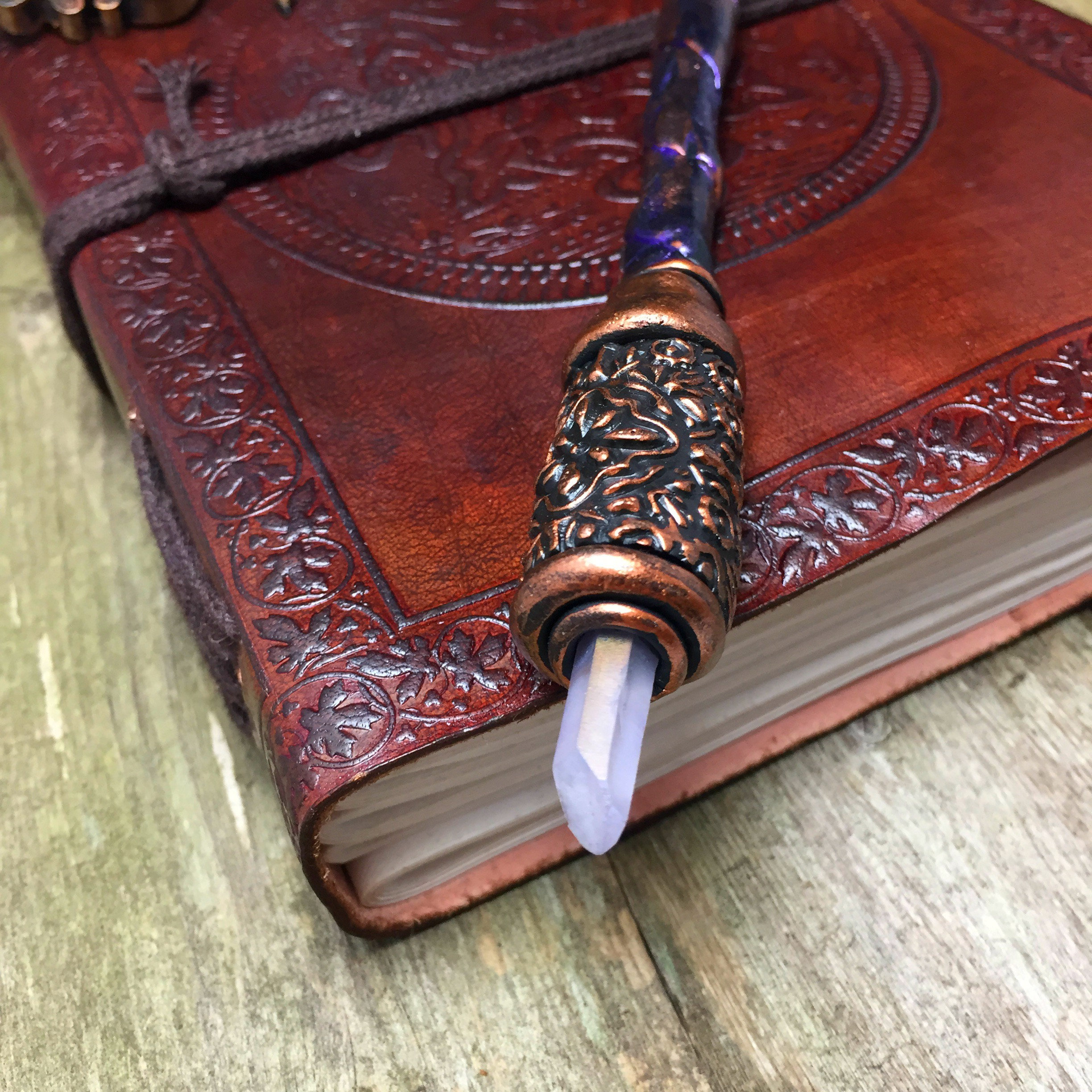 Quartz Magick Crystal Wand Handmade Purple and Copper Polymer - Etsy ...
