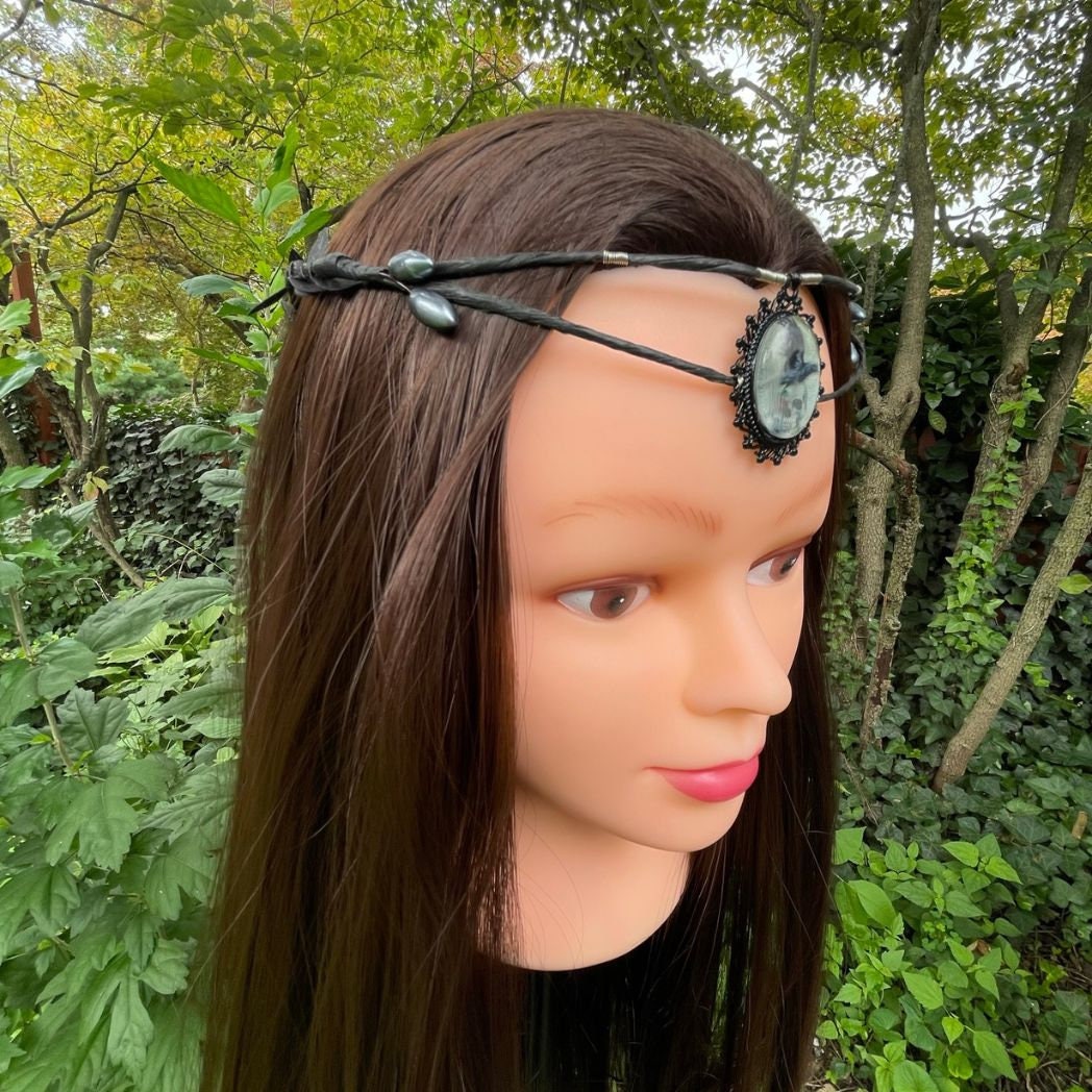 Raven Skull Black Gothic Crown, Pagan Witch Crown, Handmade Adjustable ...