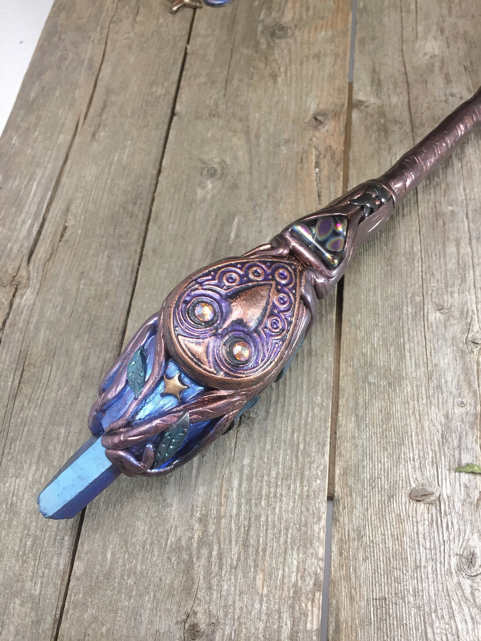 Owl Wand Handmade Enchanted Forest Magic Crystal Wand Quartz - Etsy