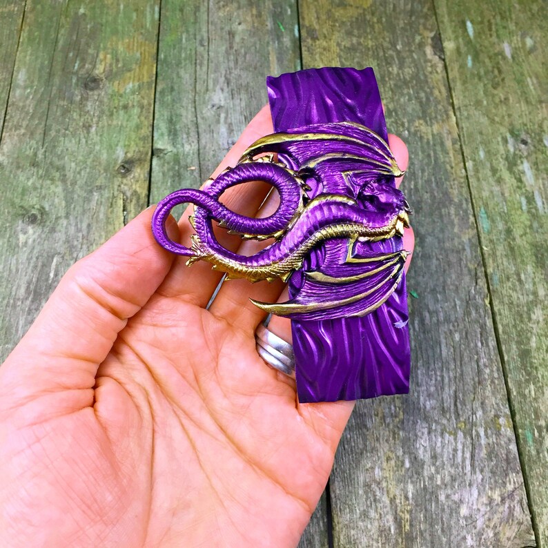 Purple Dragon Hair Clip, Barrettes for Women, Fantasy Dragon Polymer ...