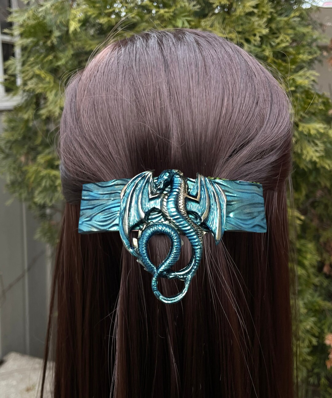 Dragon Hair Clip, Barrettes for Women, Polymer Clay Cosplay Green ...