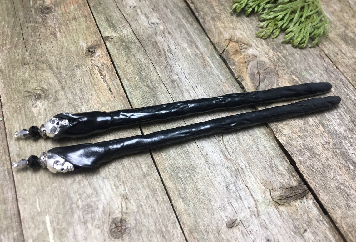 Grim Reaper Hair Stick Polymer Clay Skull Hair Sticks 6 | Etsy