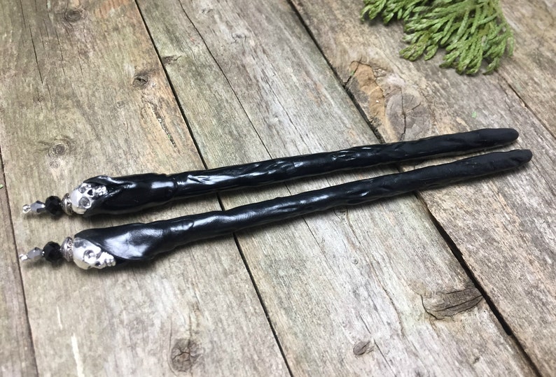 Grim Reaper Hair Stick Polymer Clay Skull Hair Sticks 6 | Etsy