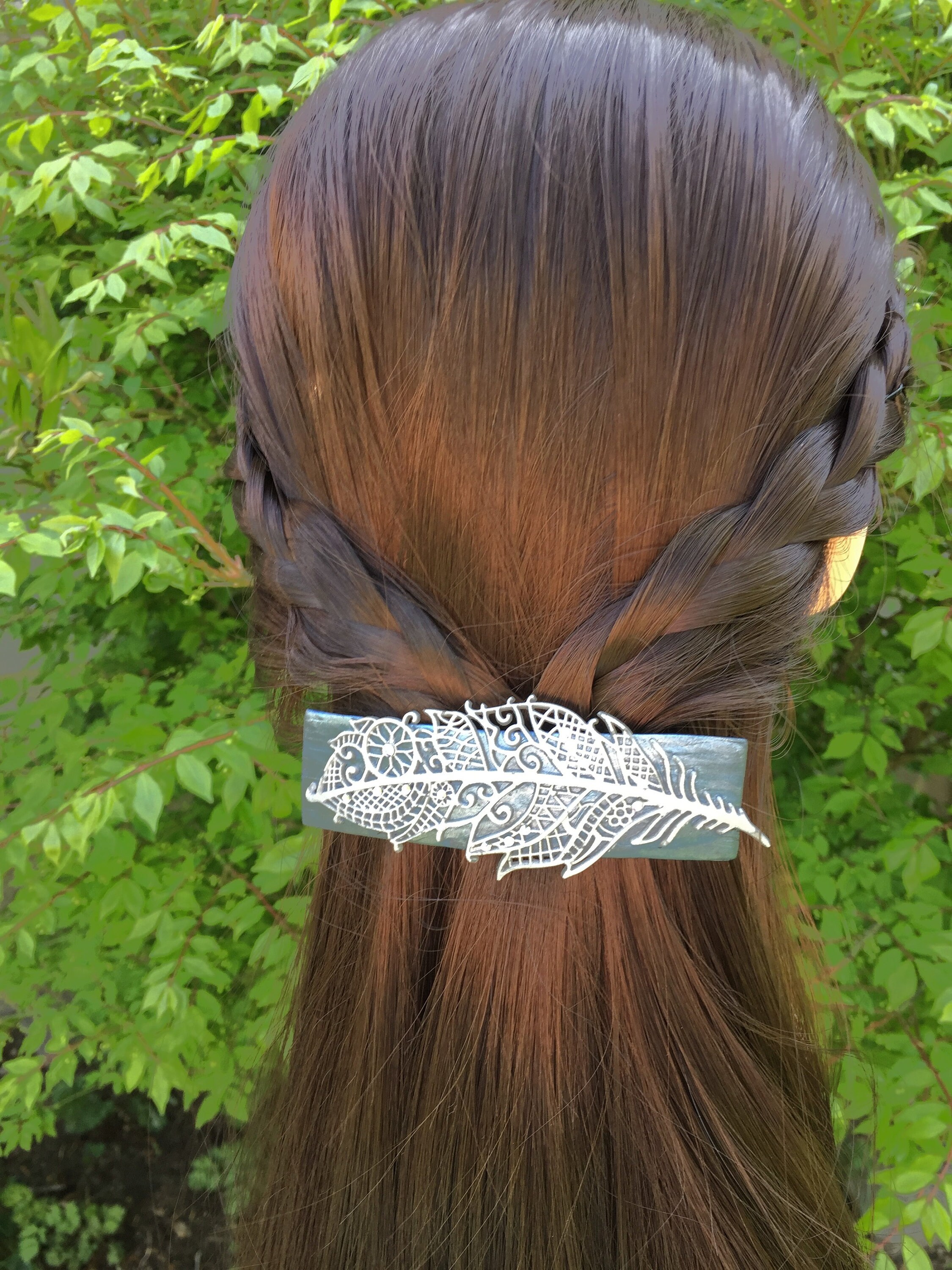 Boho Feather Hair Clip Handmade Polymer Clay Barrettes For | Etsy