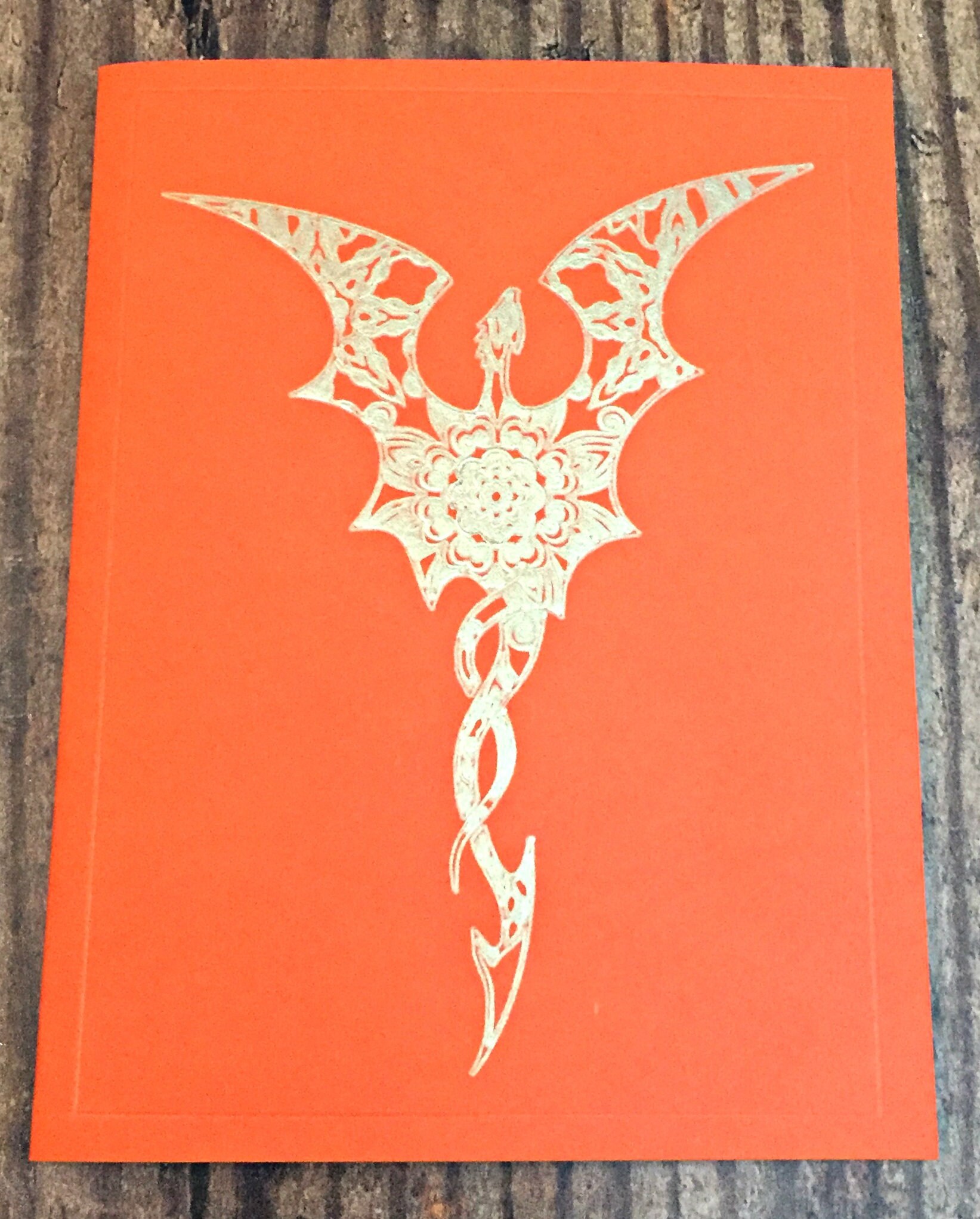 Dragon Blank Note Cards with Envelopes Set of Gold ink | Etsy