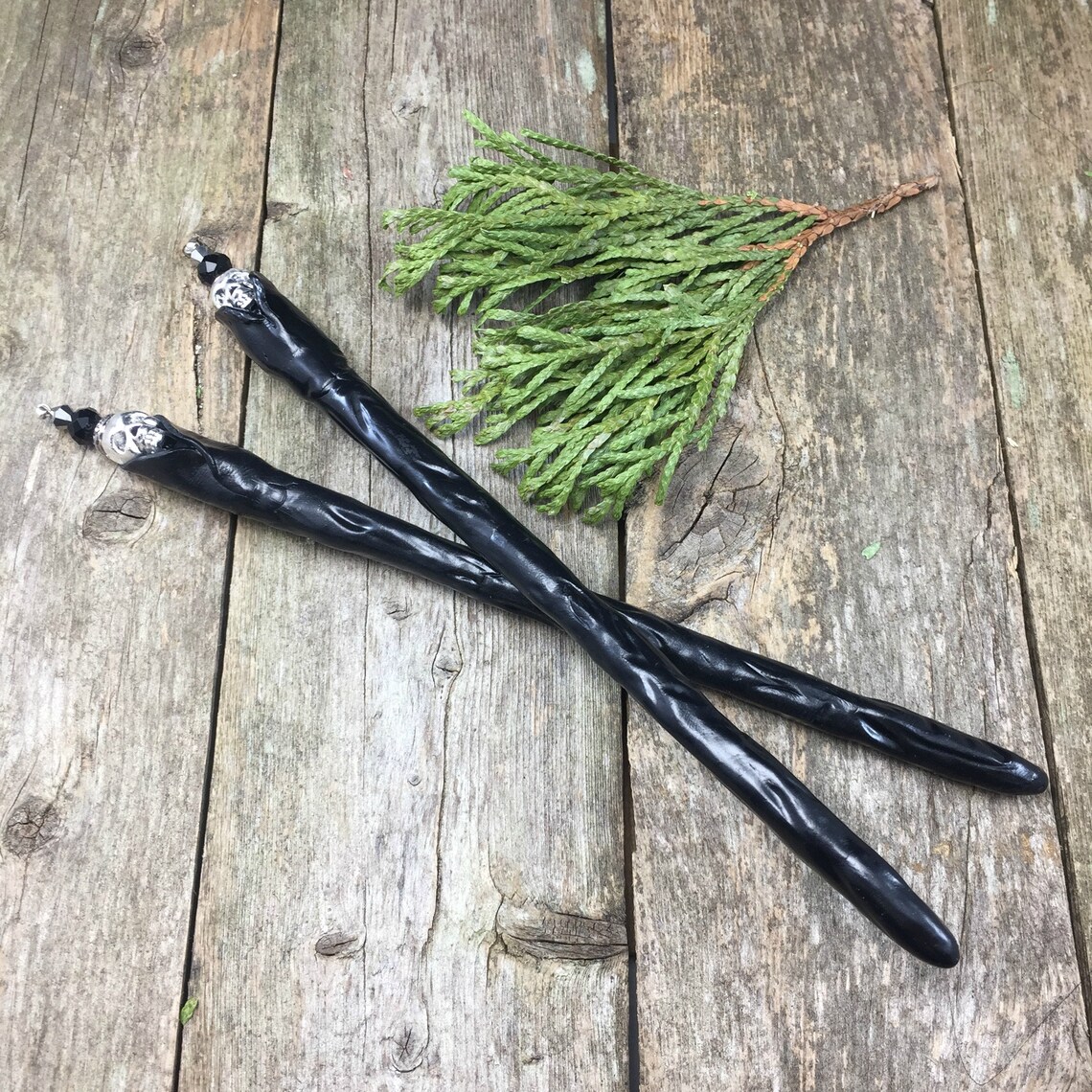 Grim Reaper Hair Stick Polymer Clay Skull Hair Sticks 6 | Etsy