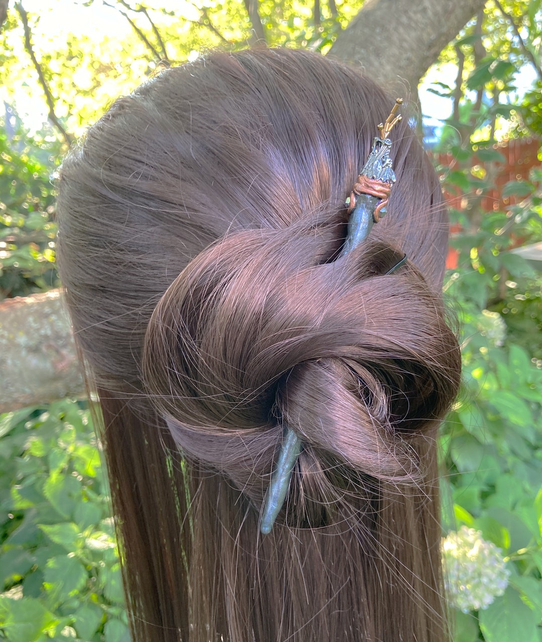 Dragon Hair Stick, Polymer Clay Messy Bun Hair Pin With Metal Fantasy ...