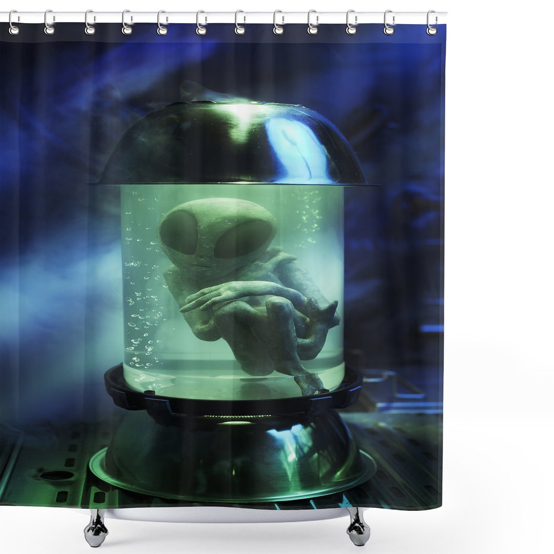 Outer Space Shower Curtain Martian UFO Alien in a Aquarium - Etsy