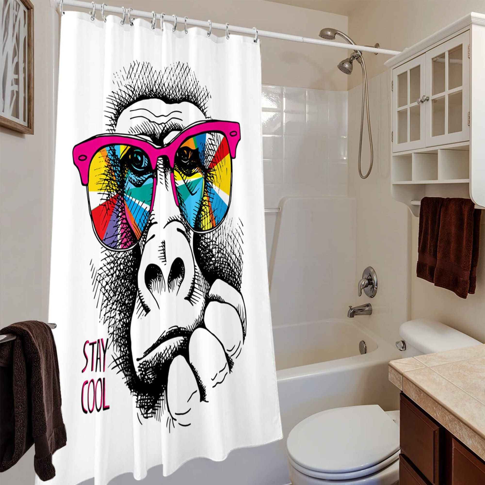 Funny Shower Curtain Bathroom Set Modern Fashion Gorilla Etsy