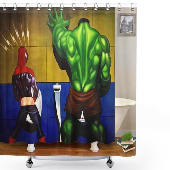 Marvel Shower Curtainspider-man and the Hulk Bath Curtain - Etsy