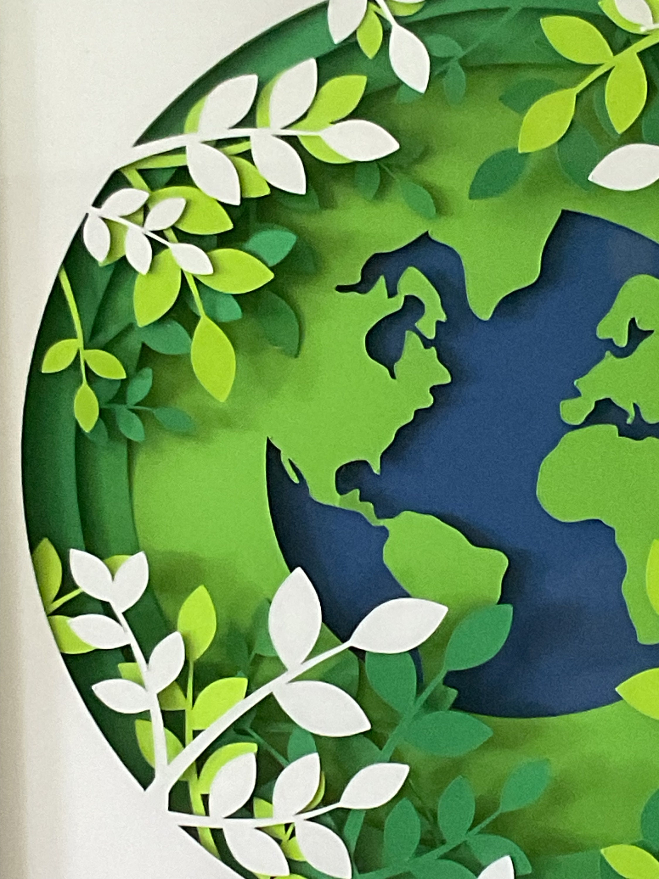 Earth Wall Art, Eco, Layered Paper, 8x8 Shadow Box Green Blue White - Etsy