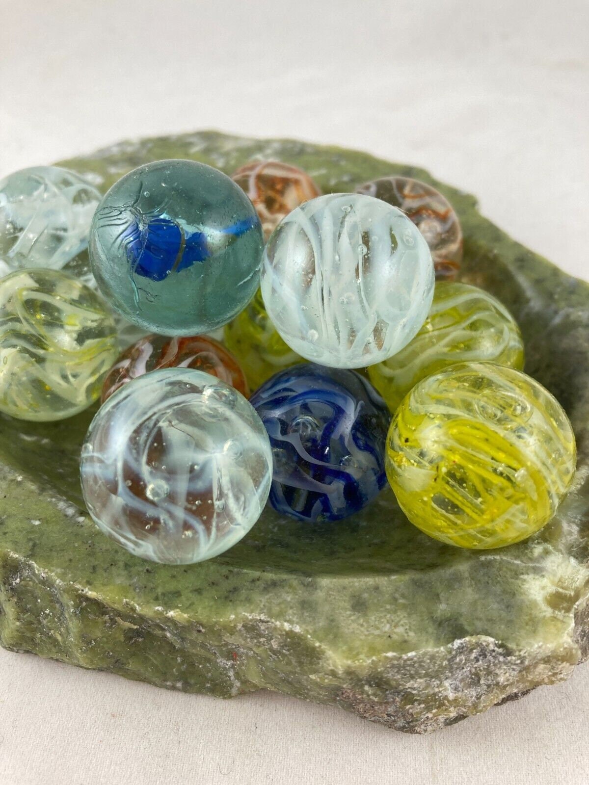 Vintage Connemara Marble Specimen Dish With Glass Marbles Ireland - Etsy