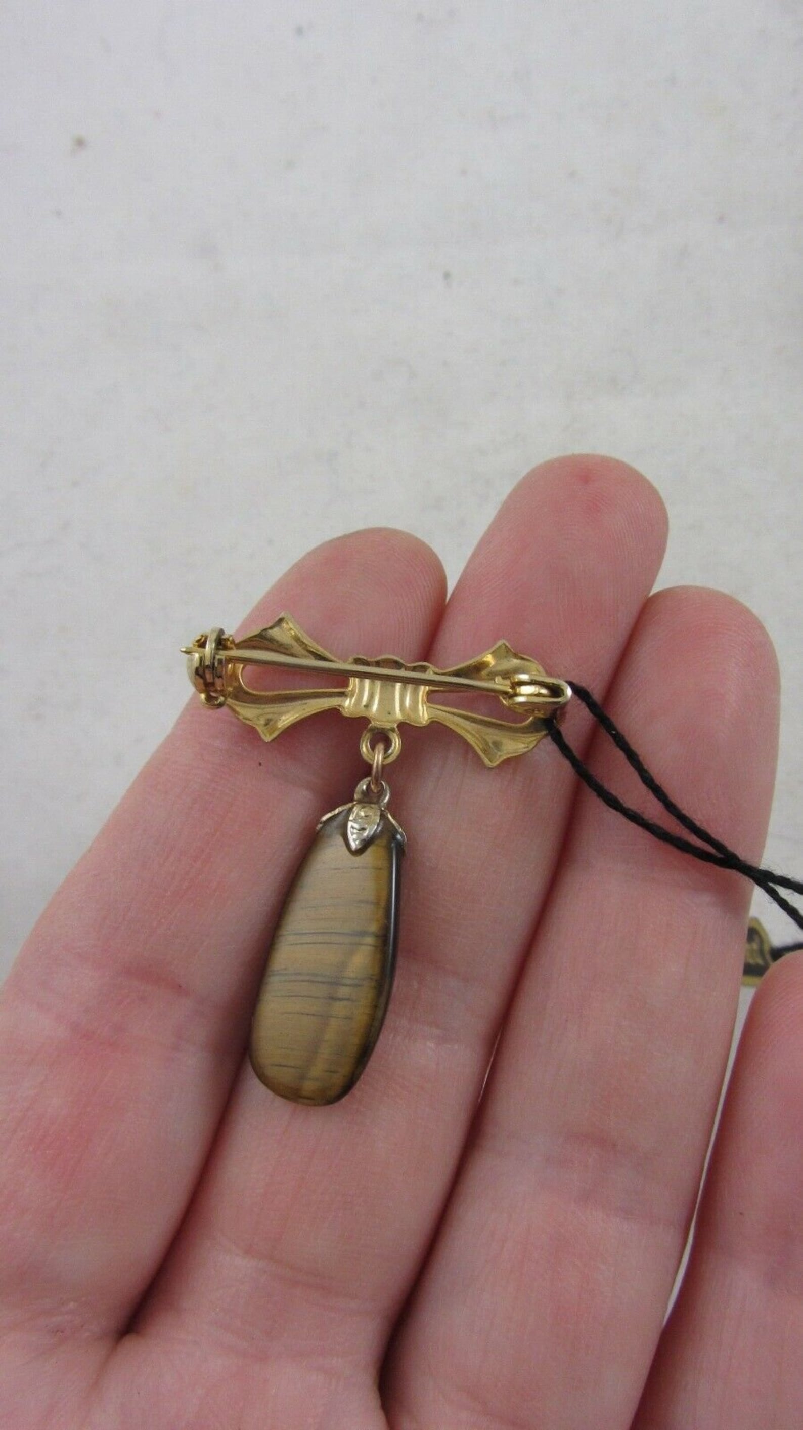 Vintage Tiger Eye Dangle Brooch 22ct Gold Plated - Etsy