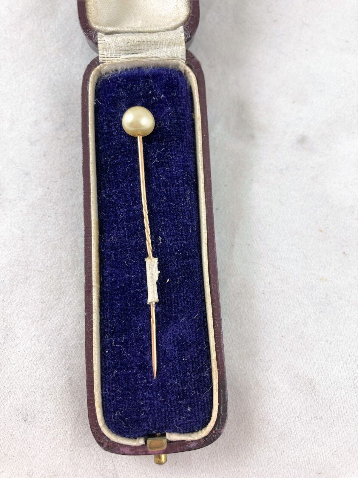 Antique 9ct Gold Faux Pearl Stick Pin in a Leather Box - Etsy