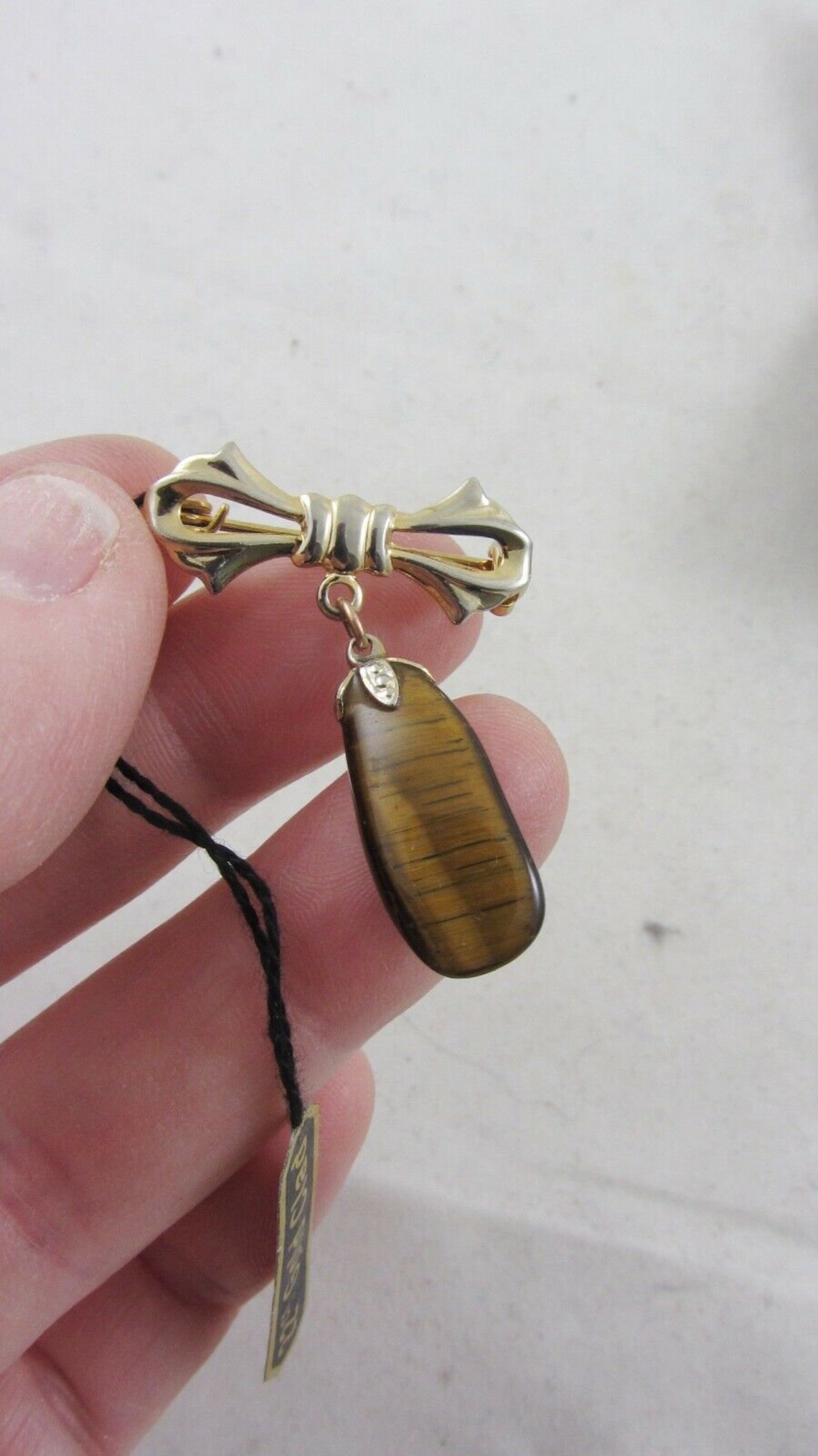 Vintage Tiger Eye Dangle Brooch 22ct Gold Plated - Etsy