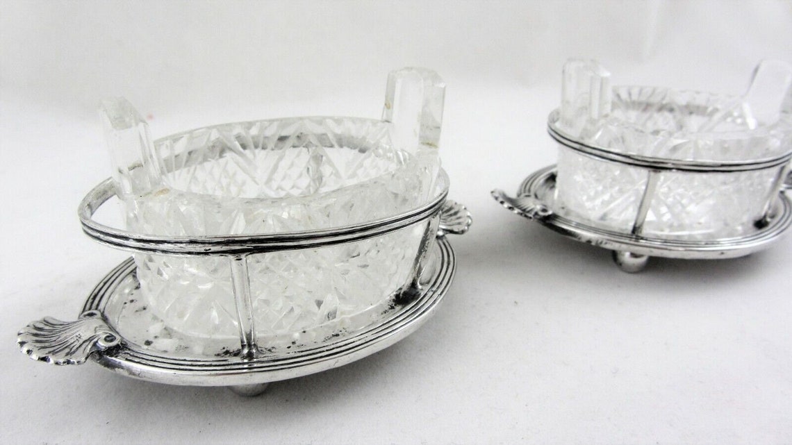Antique Silver Plate Walker and Hall Open Salt Table Water Pail Cut ...