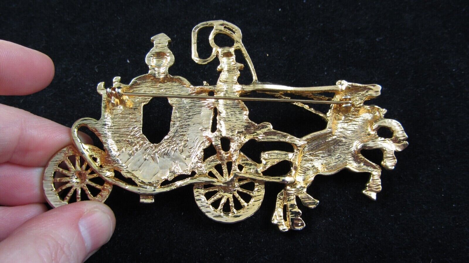 Vintage Horse Carriage Coach Brooch Pin Rhinestones Cinderella Princess ...