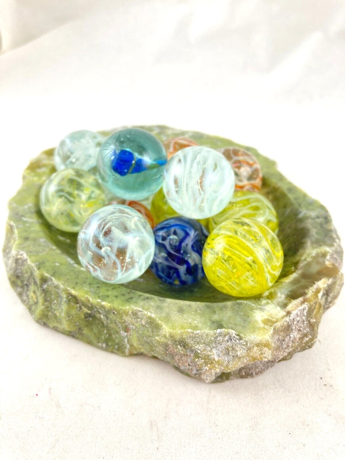 Vintage Connemara Marble Specimen Dish With Glass Marbles Ireland - Etsy