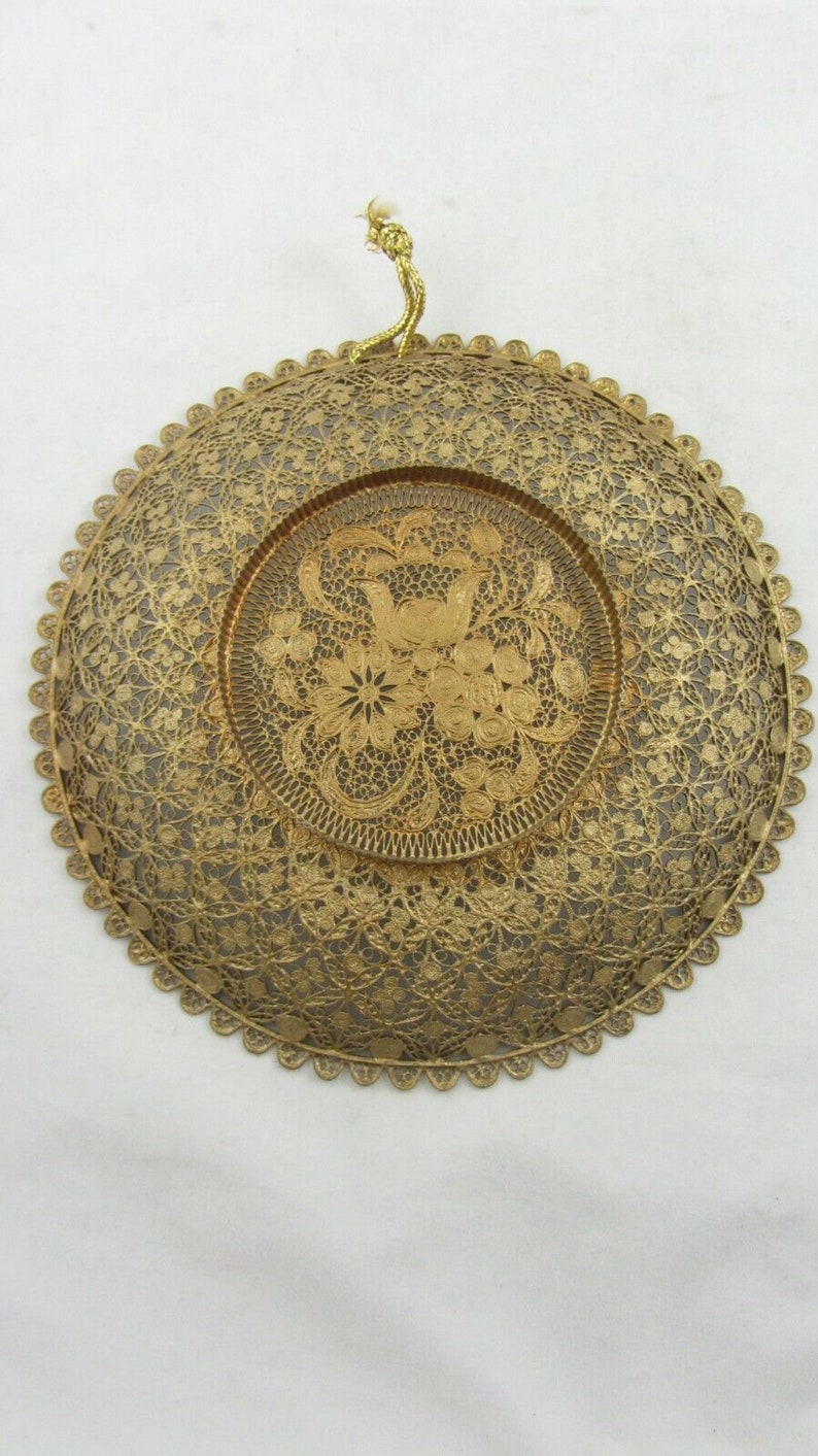 Vintage Filigree Cloisonné Gilt Metal Enamel Decorative Plate Hanging ...