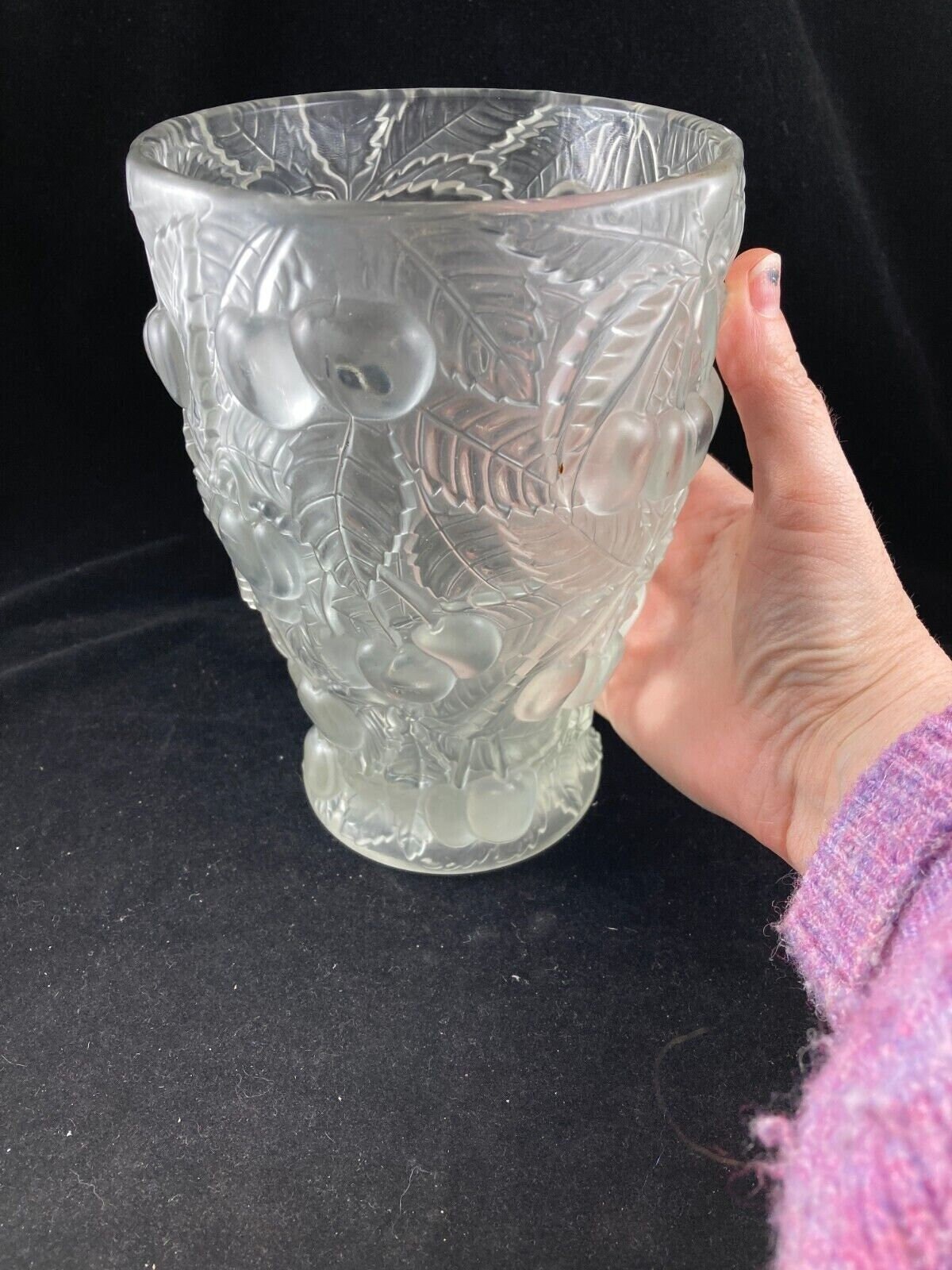 Antique Frosted Glass Cherry Vase Josef Inwald Barolac Vase Satin Glass ...