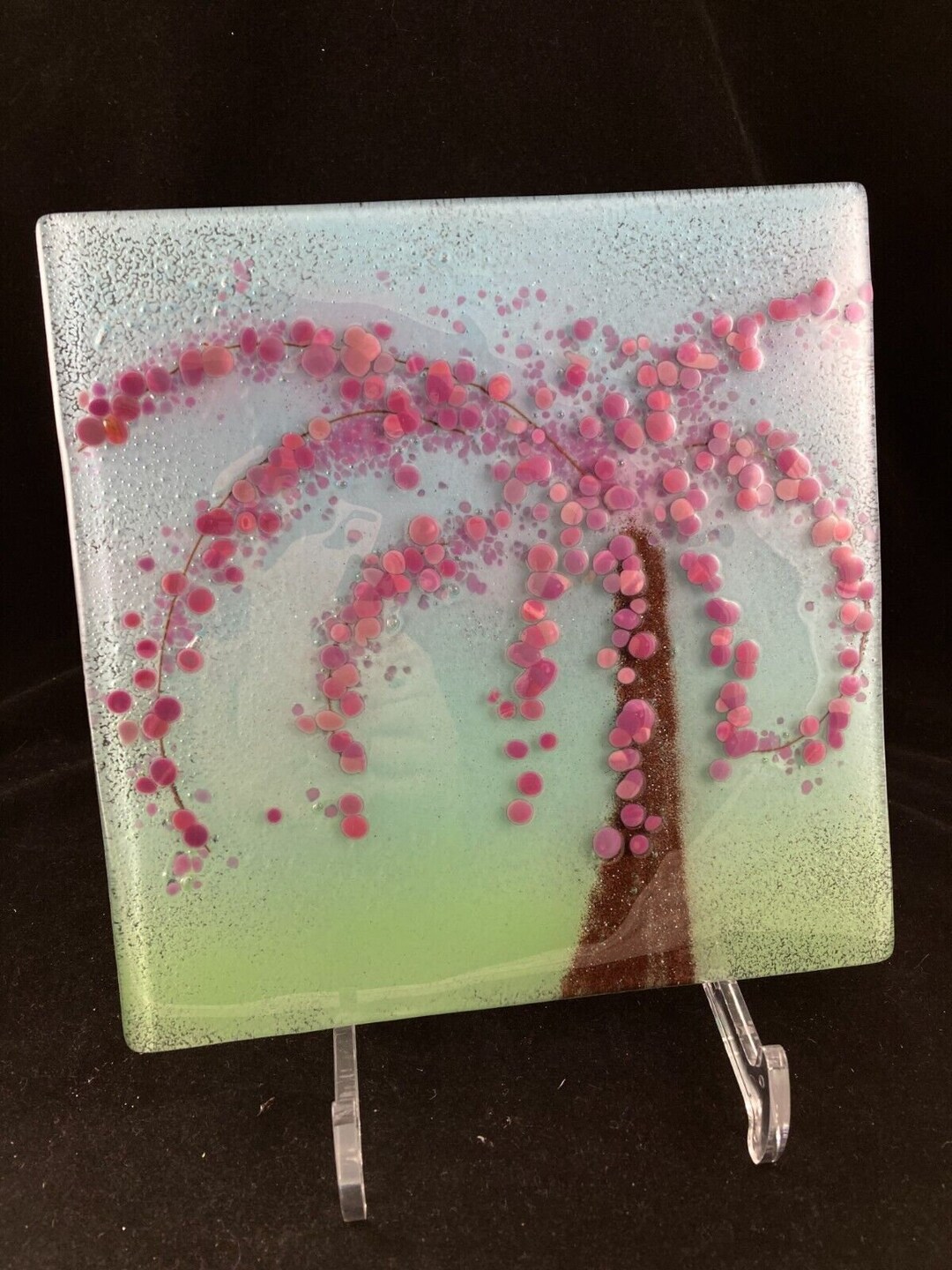 Fused Glass Spring Cherry Blossom Art Glass Tile 8 X 8 - Etsy