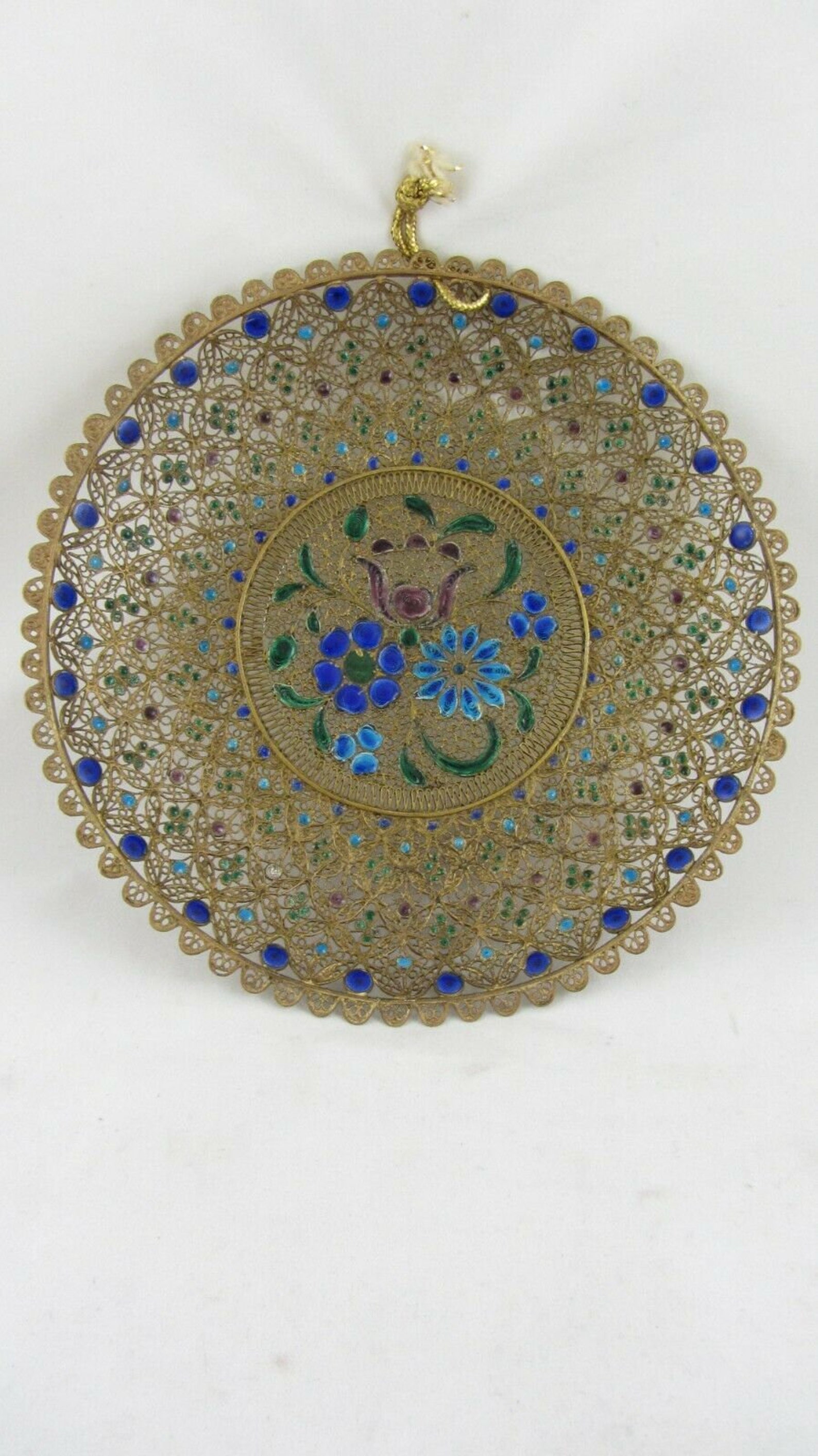 Vintage Filigree Cloisonné Gilt Metal Enamel Decorative Plate - Etsy UK