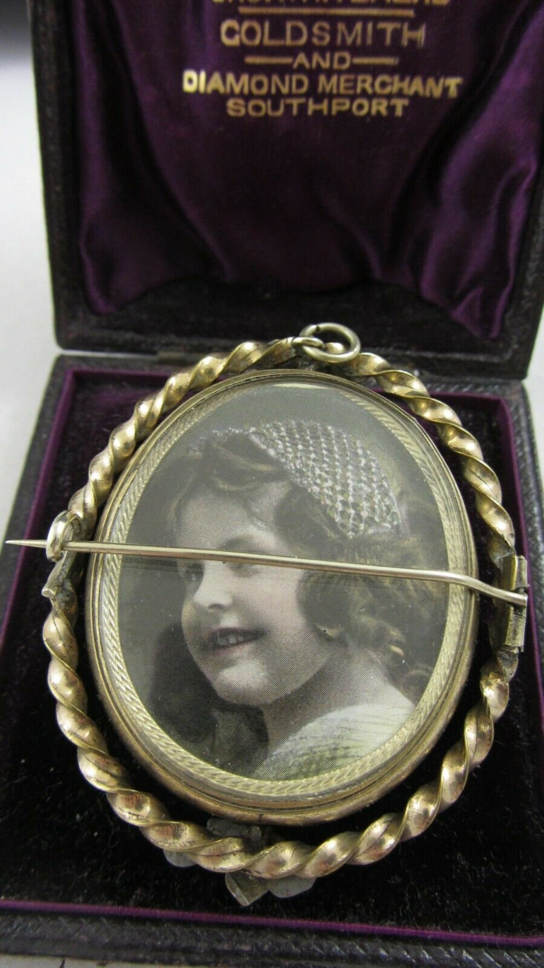 Antique Victorian Pinchbeck Open Face Glass Swivel Locket Brooch Large ...