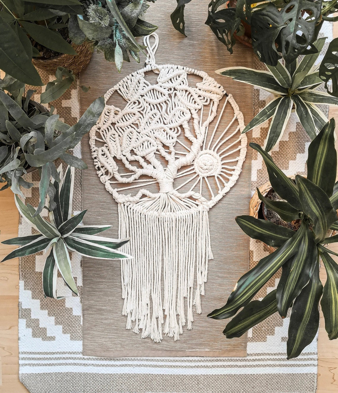 Lebensbaum Makramee / Tree of life rundes Makramee Boho-Chic - Etsy.de