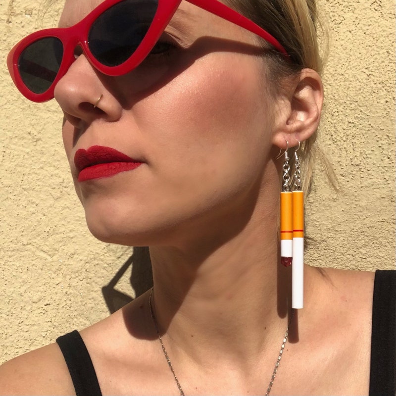 Cigarette Earrings - Etsy Australia