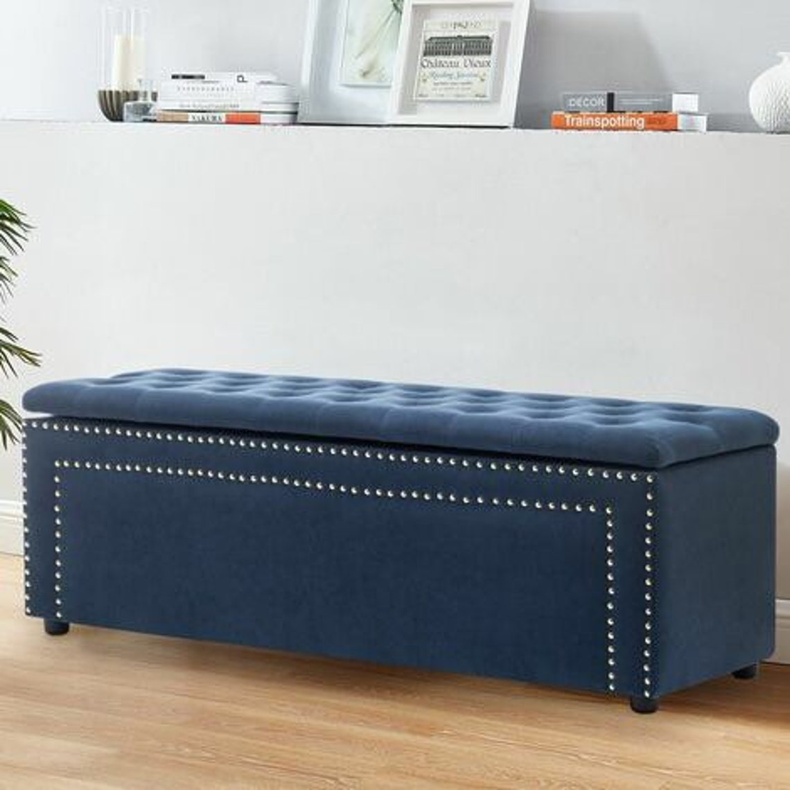 Velvet Ottoman Storage Buttoned Storage Bench Pink Etsy