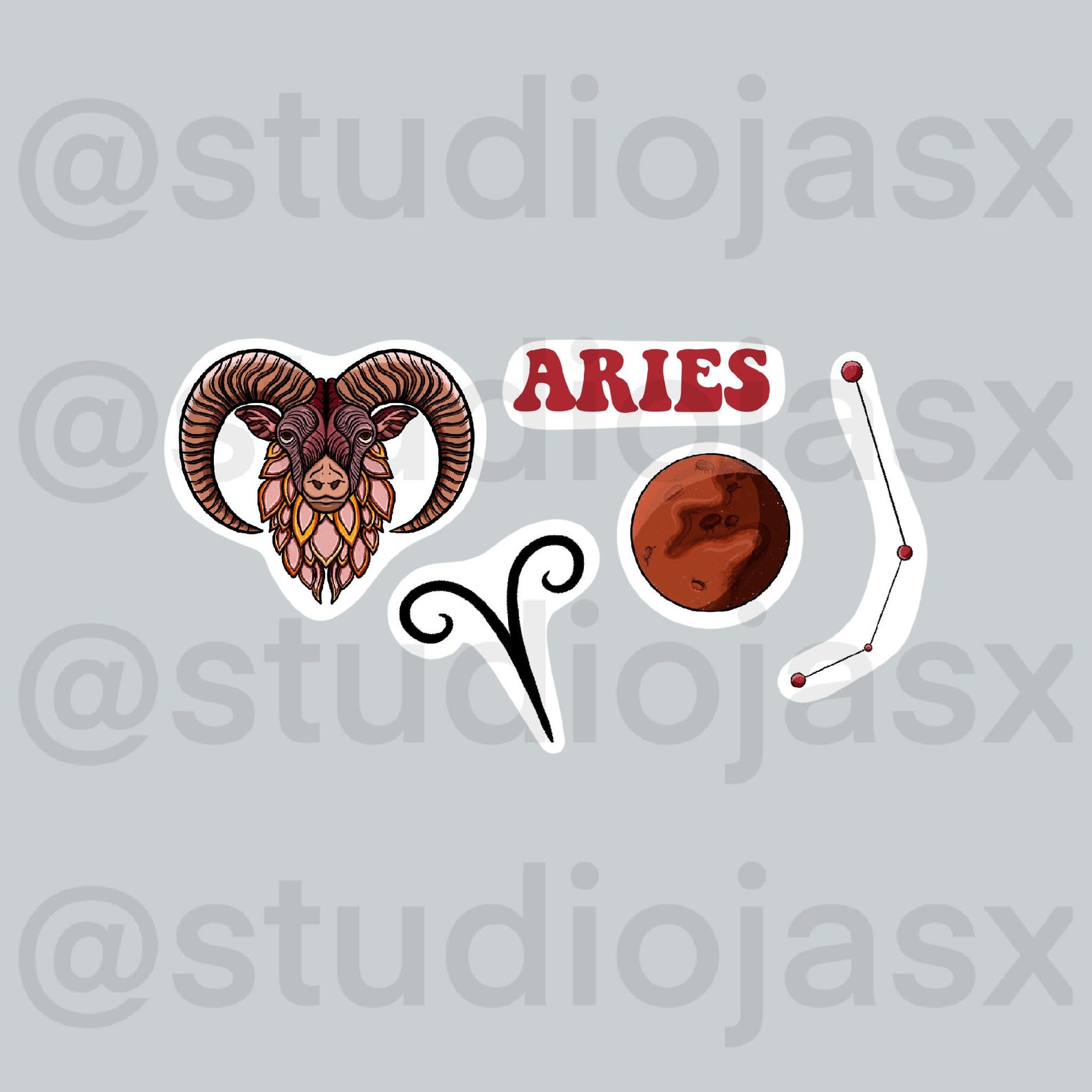 Aries Sticker Pack Astrology Zodiac Aesthetic Star Sign | Etsy