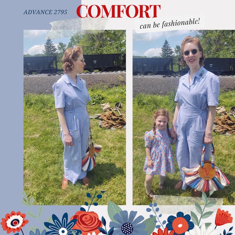 1940s Coverette PDF Sewing Pattern #2795 – Rosie the Riveter WWII (bust ...