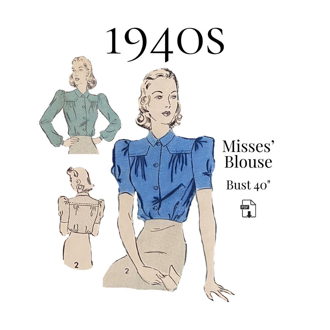 1940s Volup Blouse – PDF Sewing Pattern #9758 (bust 40") - Etsy Australia