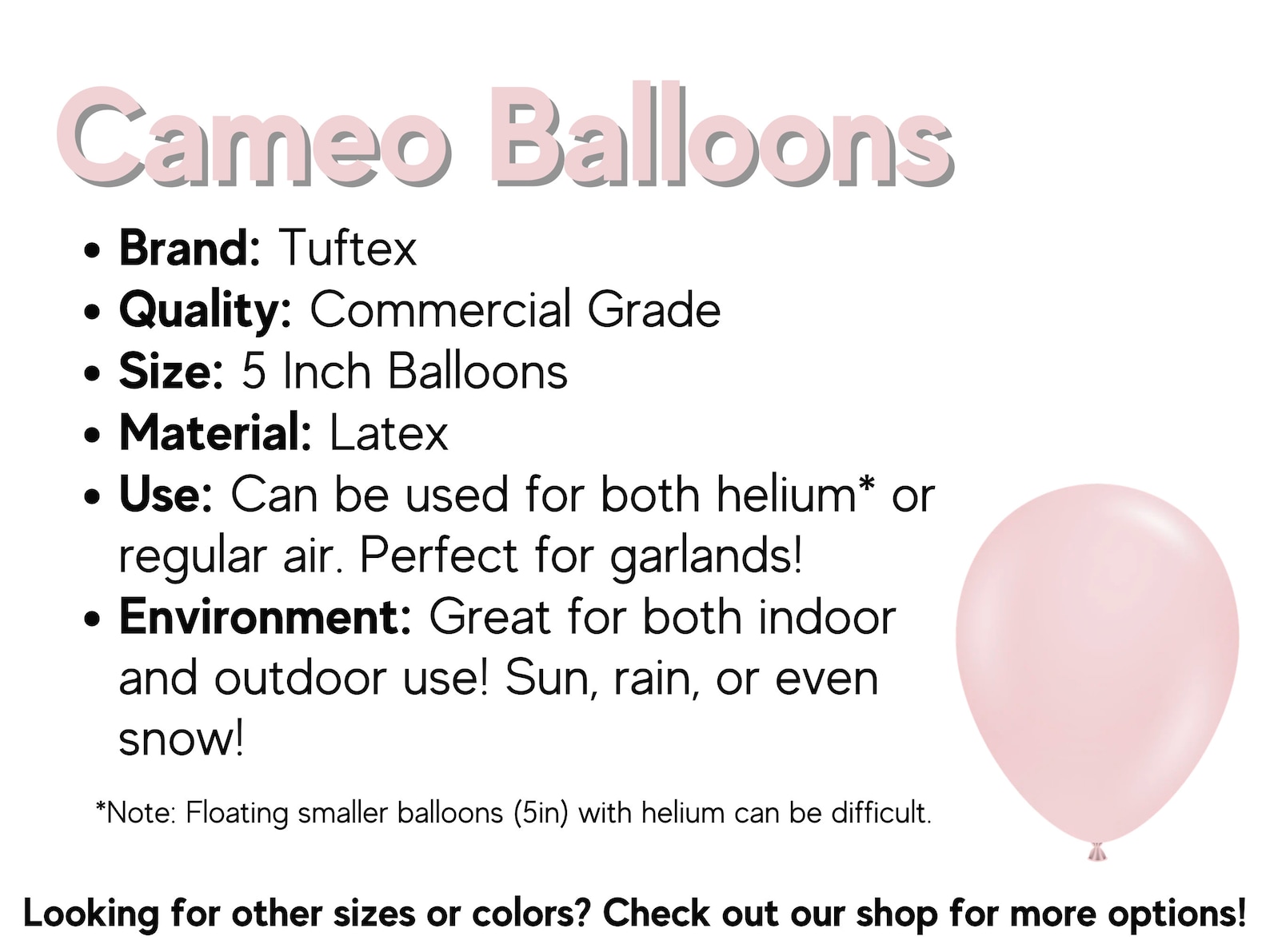 Cameo Balloons 5 Inch Tuftex Latex, Tuftex Balloons, Blush Balloons ...