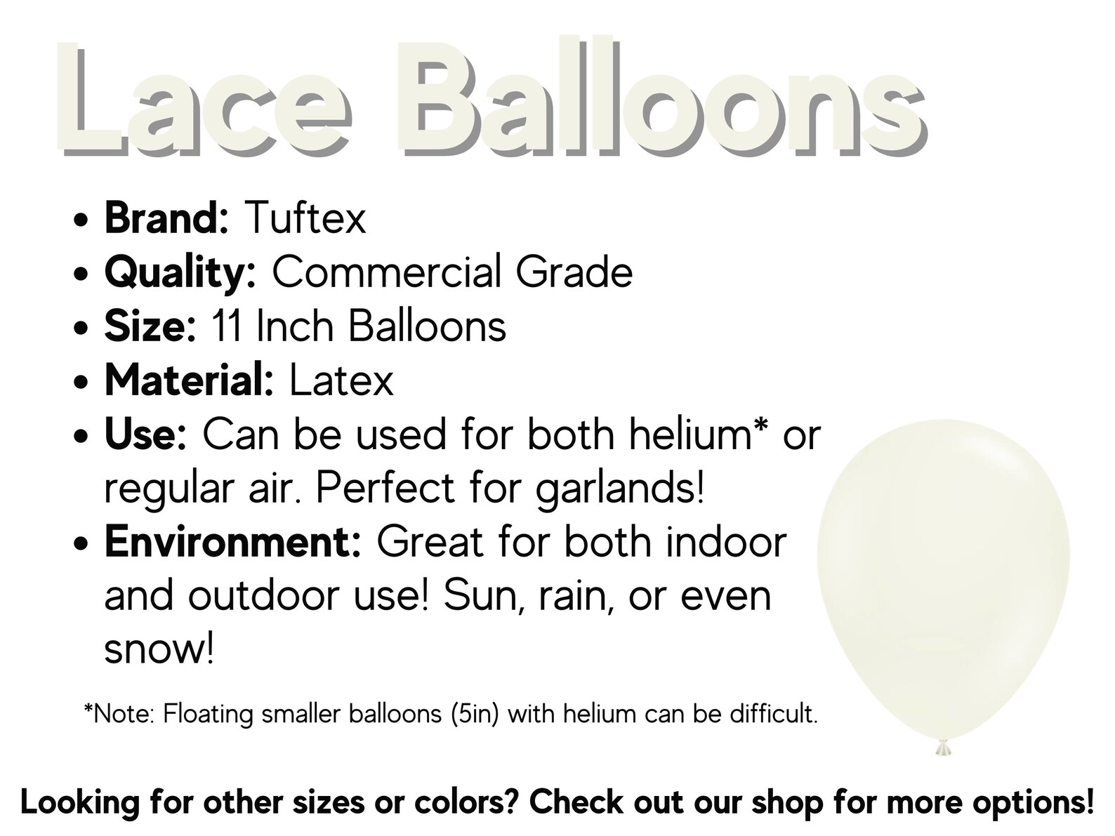 Lace Balloons 11 Inch Tuftex Latex, Tuftex Balloons, White Balloons ...