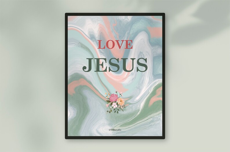 Jesus Loves You Typography Poster, Christian Poster, Marble Jesus ...