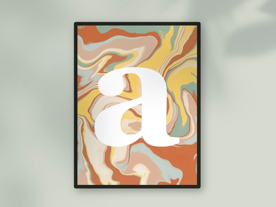 Letter A Printable Typography Print Alphabet Poster Marble | Etsy