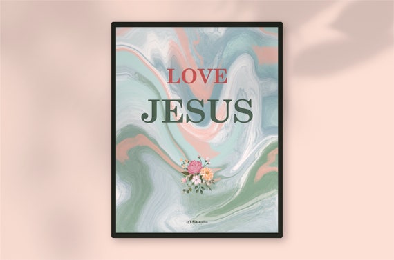 Jesus Loves You Typography Poster Christian Poster Marble | Etsy
