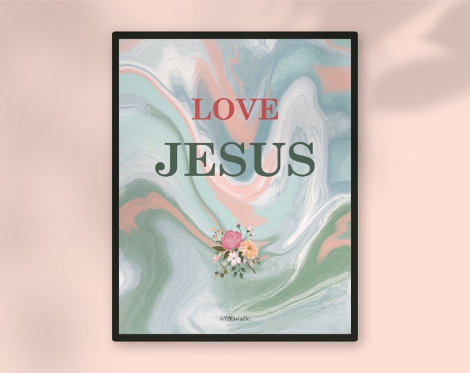 Jesus Loves You Typography Poster, Christian Poster, Marble Jesus ...