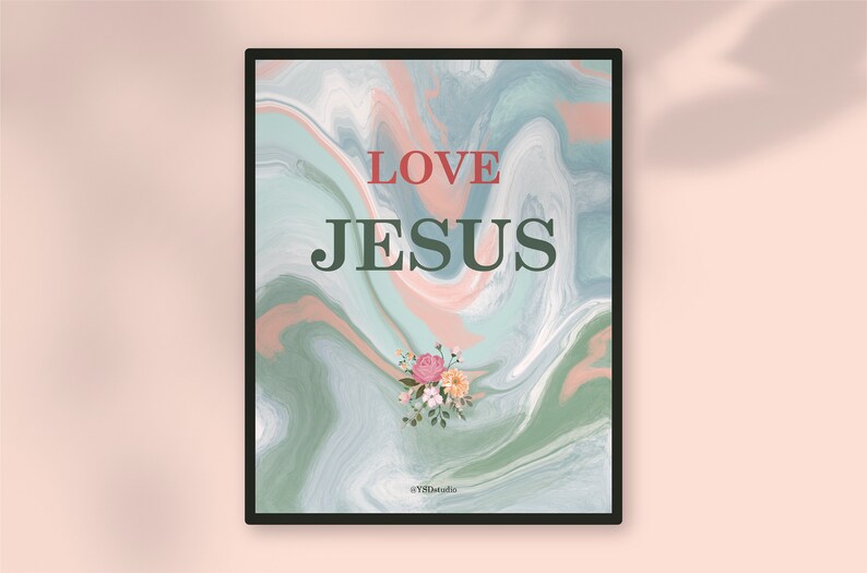 Jesus Loves You Typography Poster, Christian Poster, Marble Jesus ...