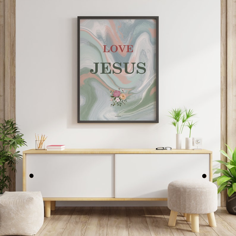 Jesus Loves You Typography Poster, Christian Poster, Marble Jesus ...