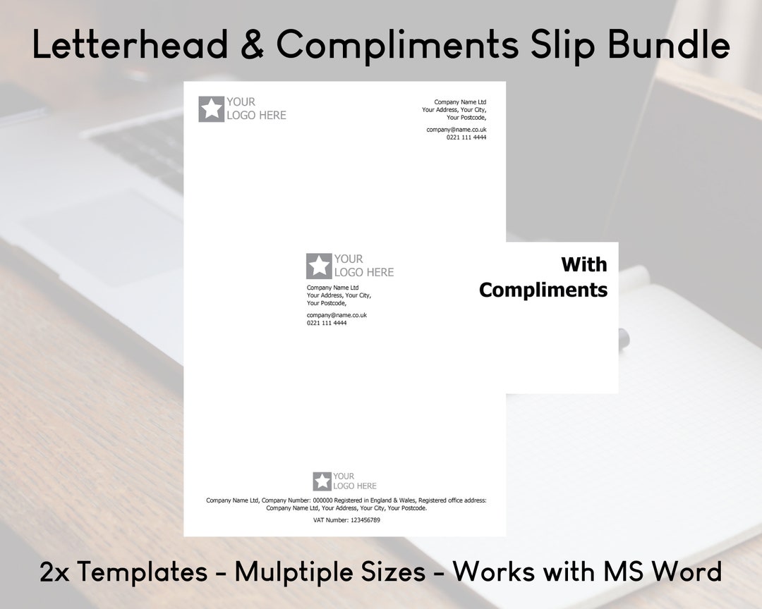 Simple Letterhead & Compliment Slip Word Templates - Etsy