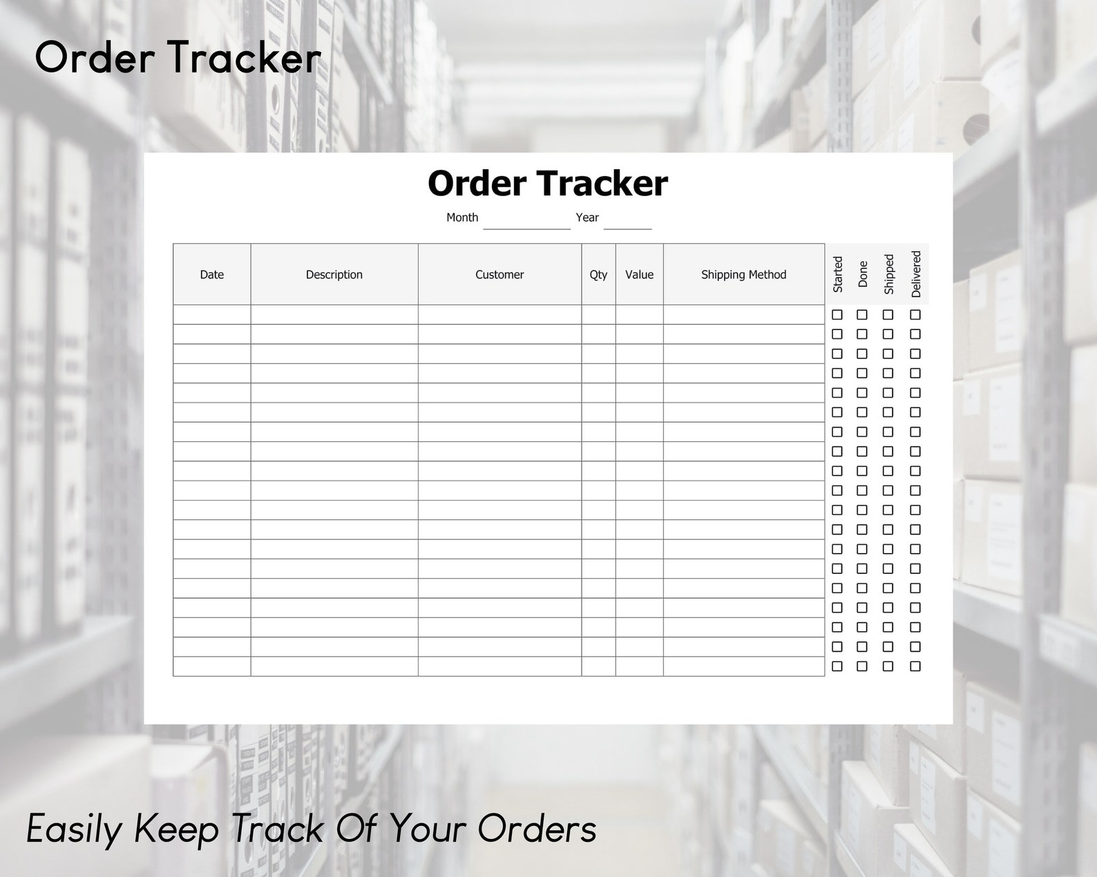 Order Tracker Log Template Easy Craft Order Management - Etsy UK