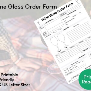 Wine Glass Order Form Template Easy Craft Order Forms - Etsy UK