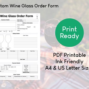 Wine Glass Order Form Template Easy Craft Order Forms - Etsy UK