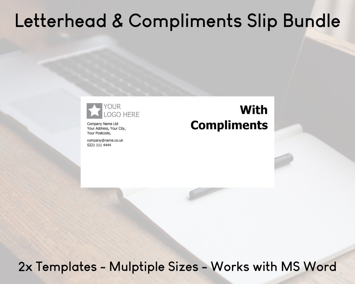 Simple Letterhead & Compliment Slip Word Templates - Etsy